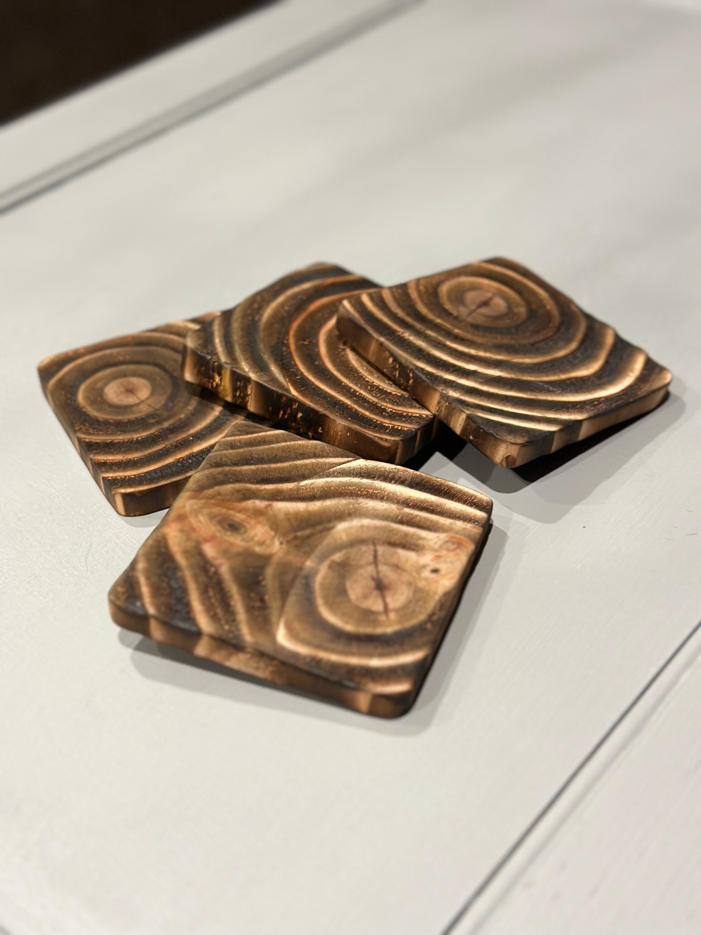 Rustic Burnt Wood Coasters - Etsy