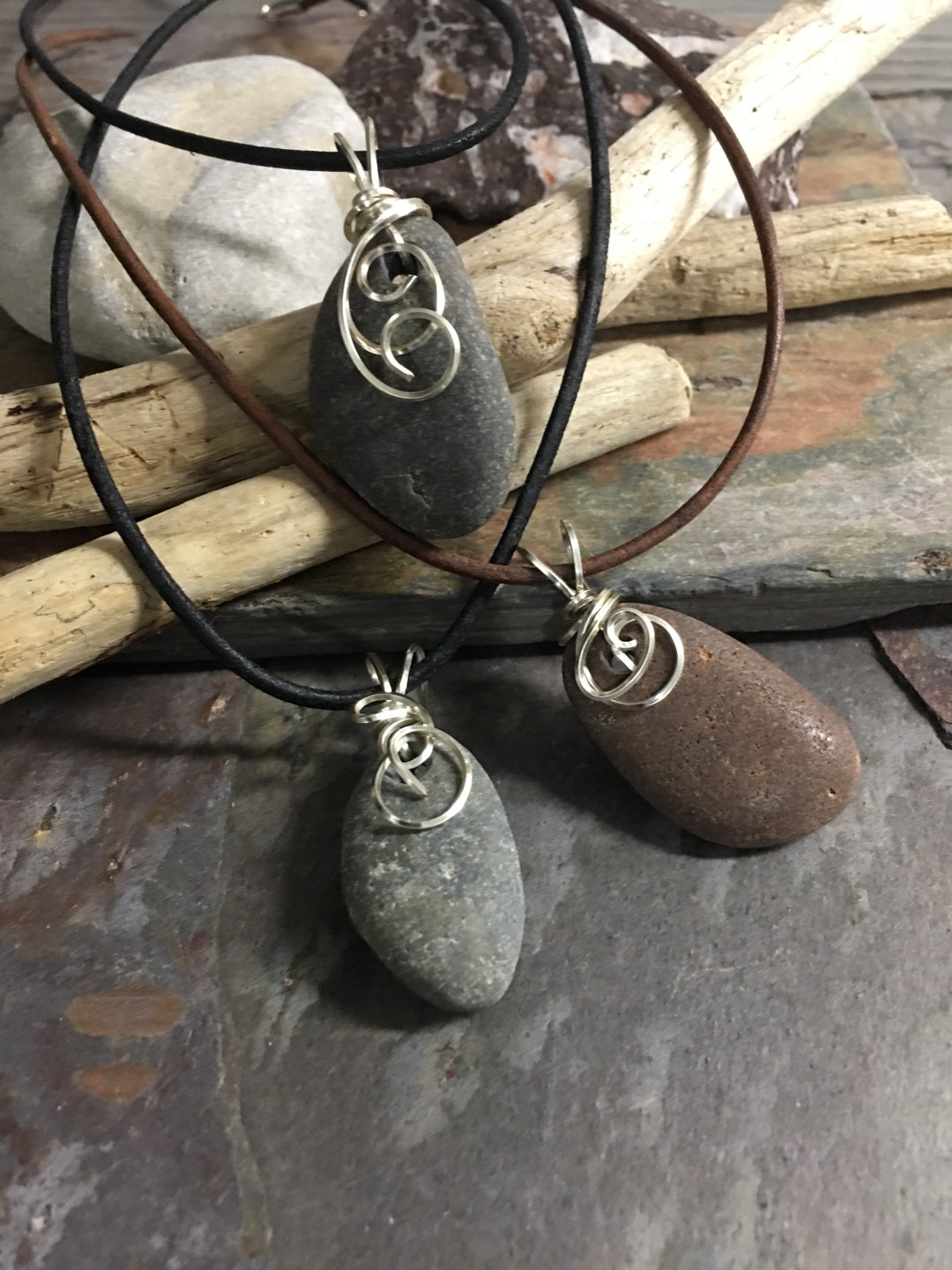 Handcrafted Lake Superior Basalt Drop Necklace – Unique Natural Stone ...