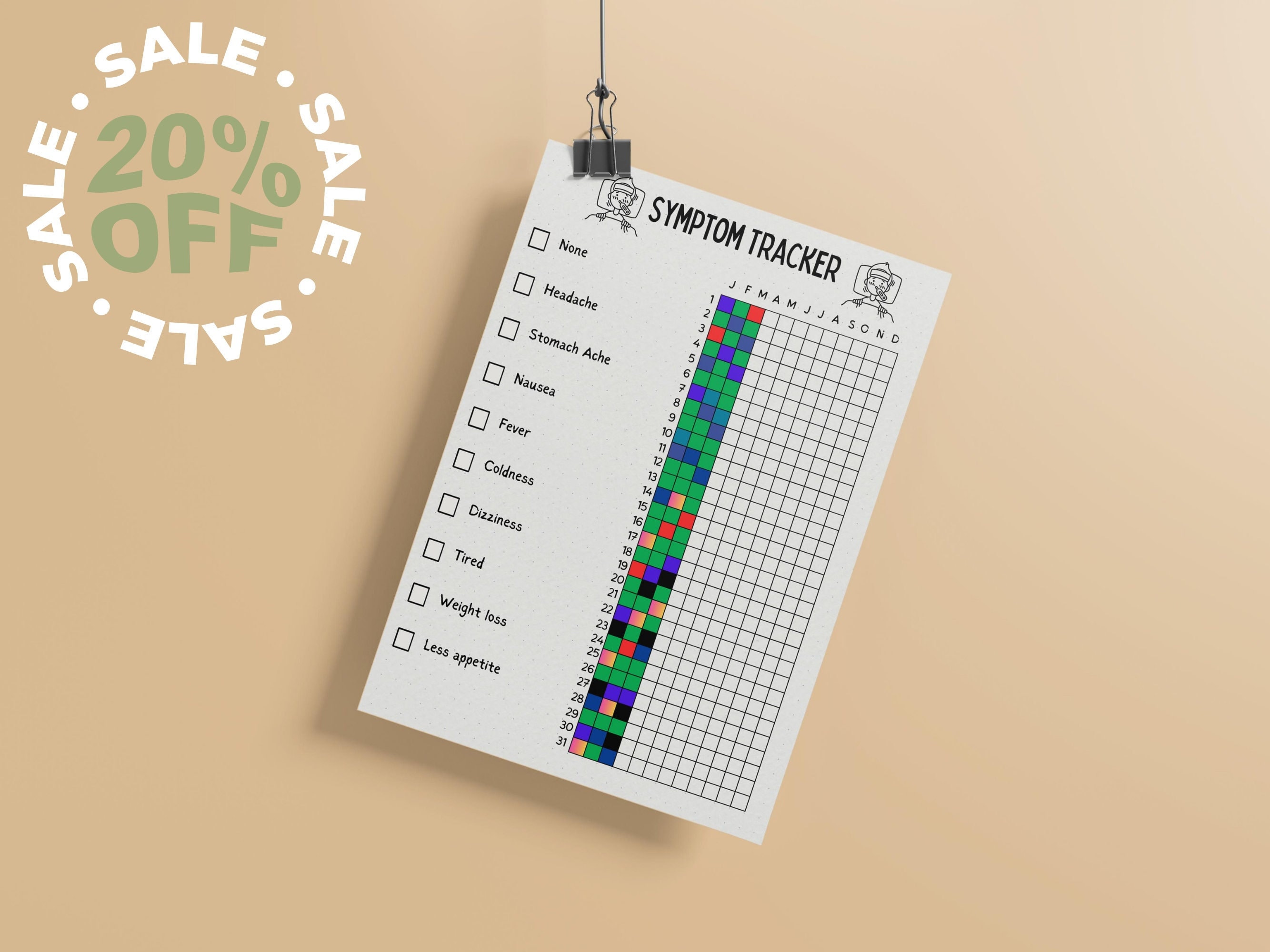 Symptom Tracker Printable Tracker A5 Journal Page Symptoms Log Symptoms ...