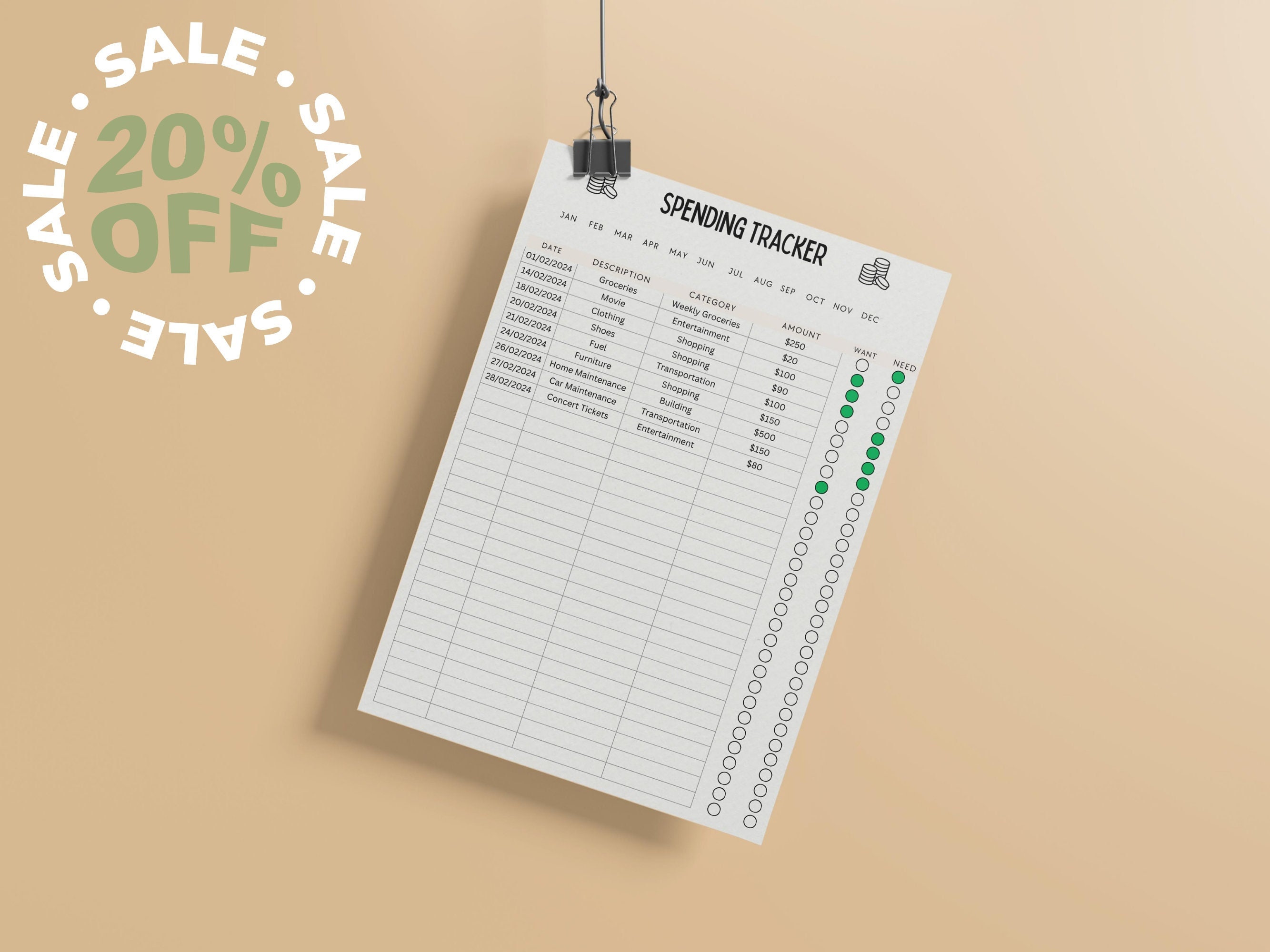 Spending Tracker Printable Tracker A5 Journal Page Spending Log Money ...