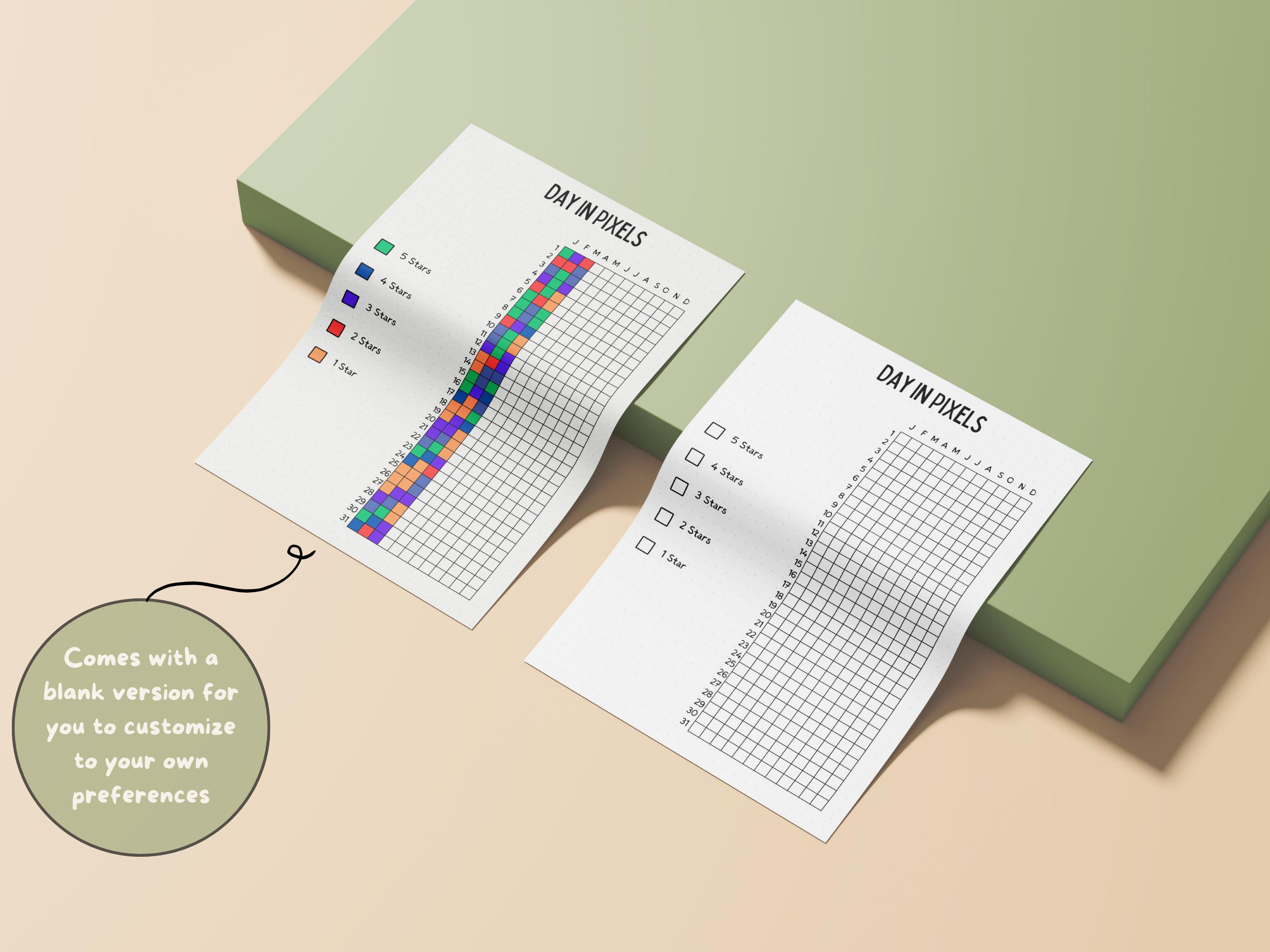 Rate a Day Tracker Printable Tracker A5 Journal Page Day Rating Log ...