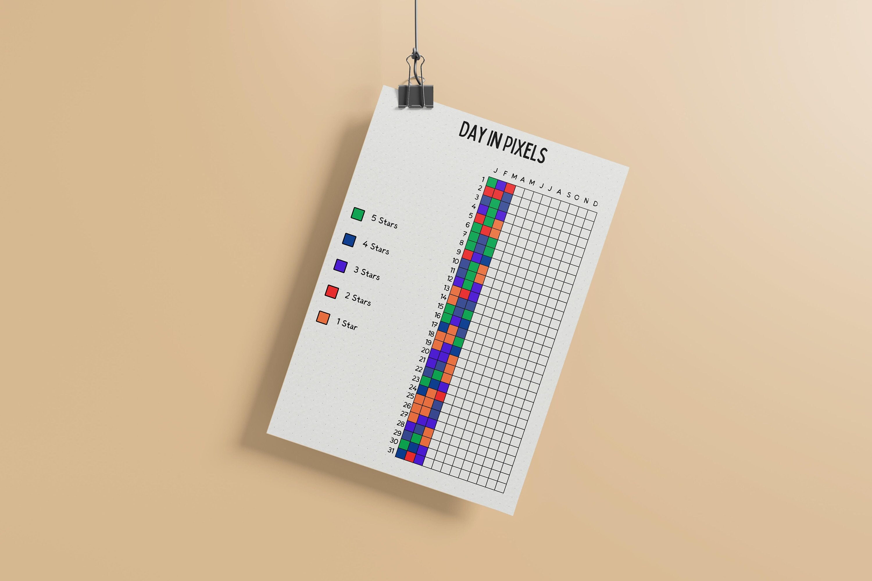 Rate a Day Tracker Printable Tracker A5 Journal Page Day Rating Log ...