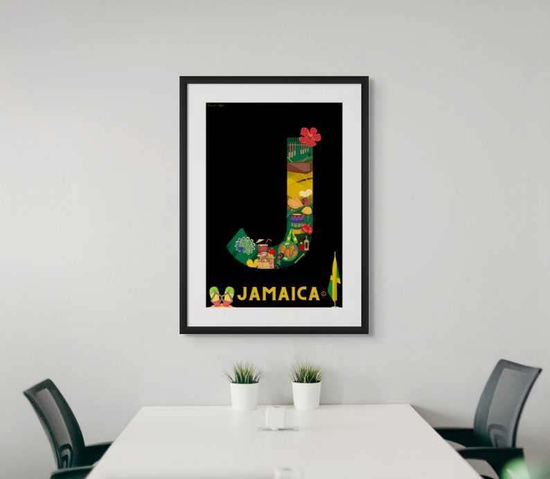 Jamaica Travel Poster, Alphabet Illustration, Digital Illustration ...