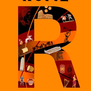 Rome Travel Poster,alphabet Illustration, Digital Illustration, Travel ...