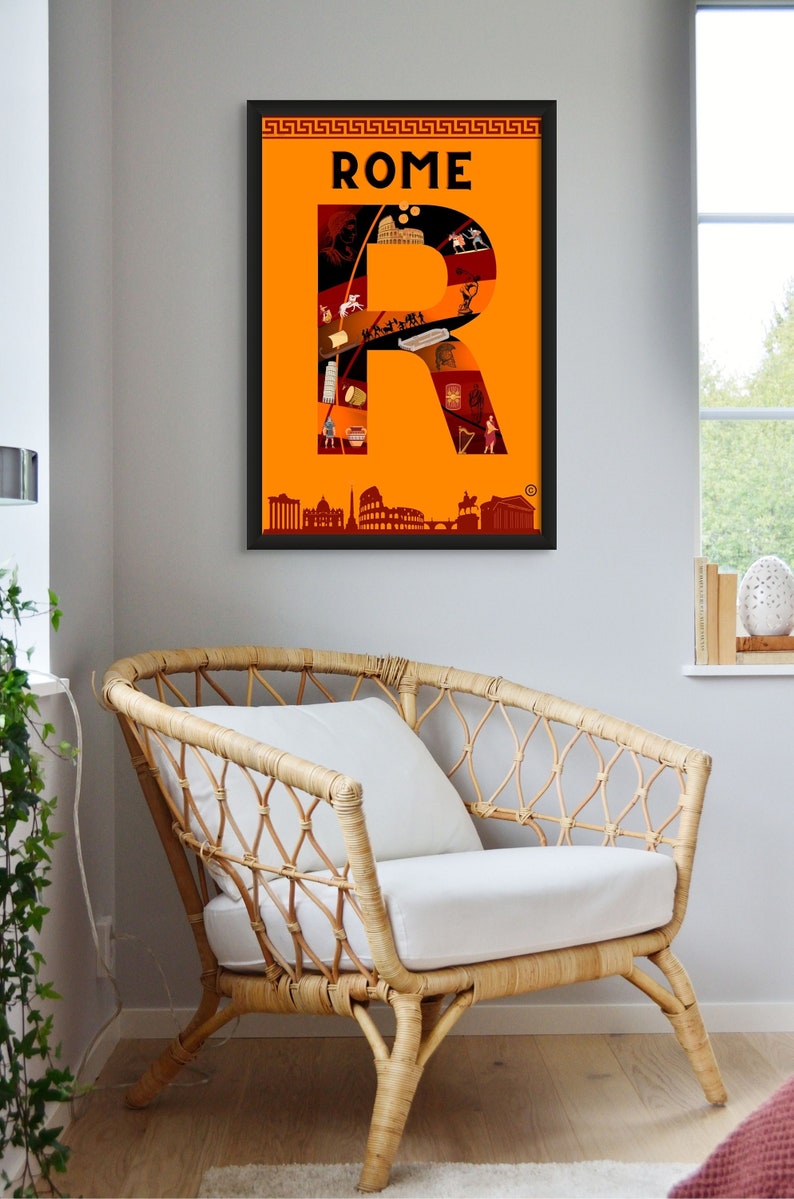 Rome Travel Poster,alphabet Illustration, Digital Illustration, Travel ...