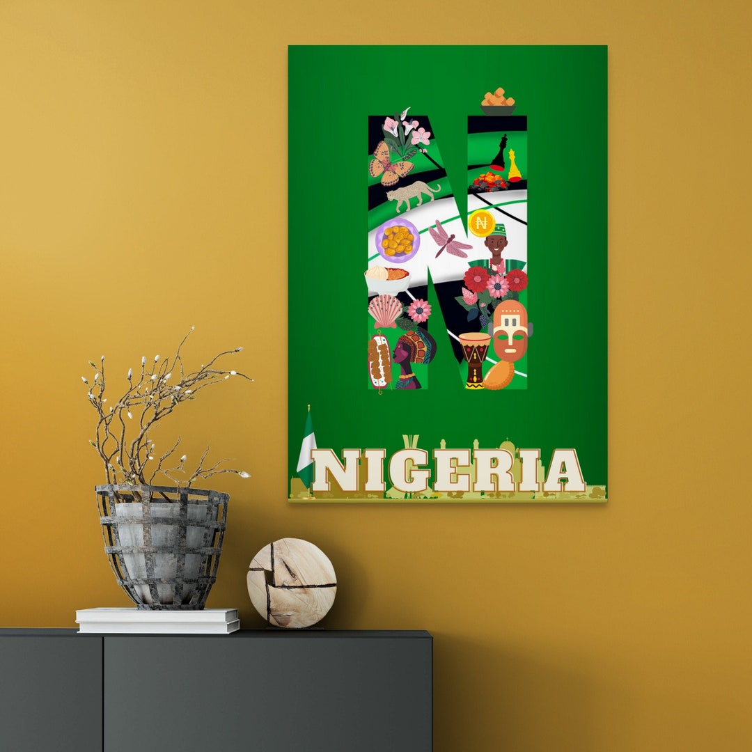 Nigeria Travel Poster, Nigerian Art, Alphabet Illustration, Digital ...