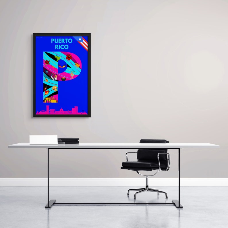 Puerto Rico Poster, Puerto Rican Art, Alphabet Illustration, Digital ...
