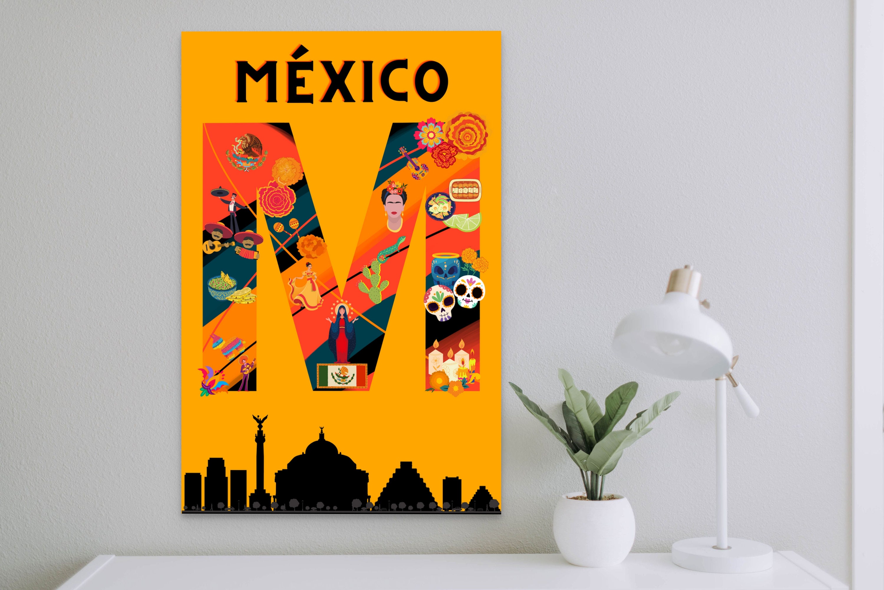 Mexico Travel Poster, Mexican Art, Alphabet Illustration, Digital ...