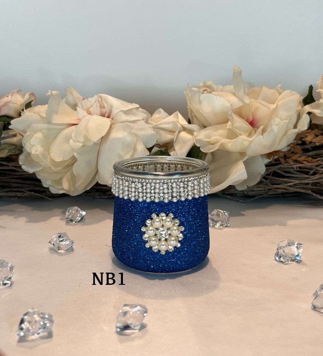 Navy Blue Glitter Centerpiece, Wedding, Anniversary, Special Event ...