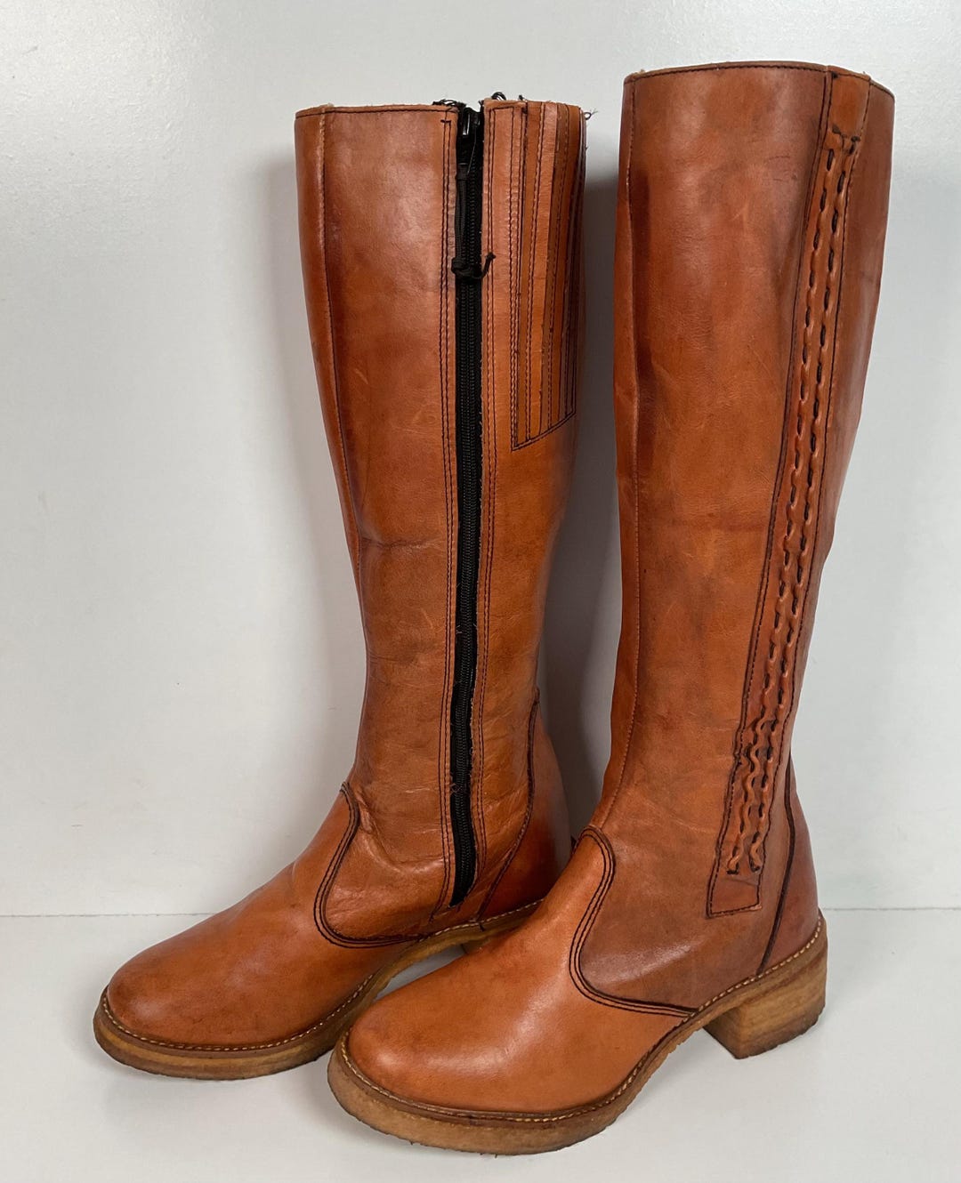 Vintage 70s Zodiac Chunky Campus Boots 7.5 M Crepe Sole - Etsy