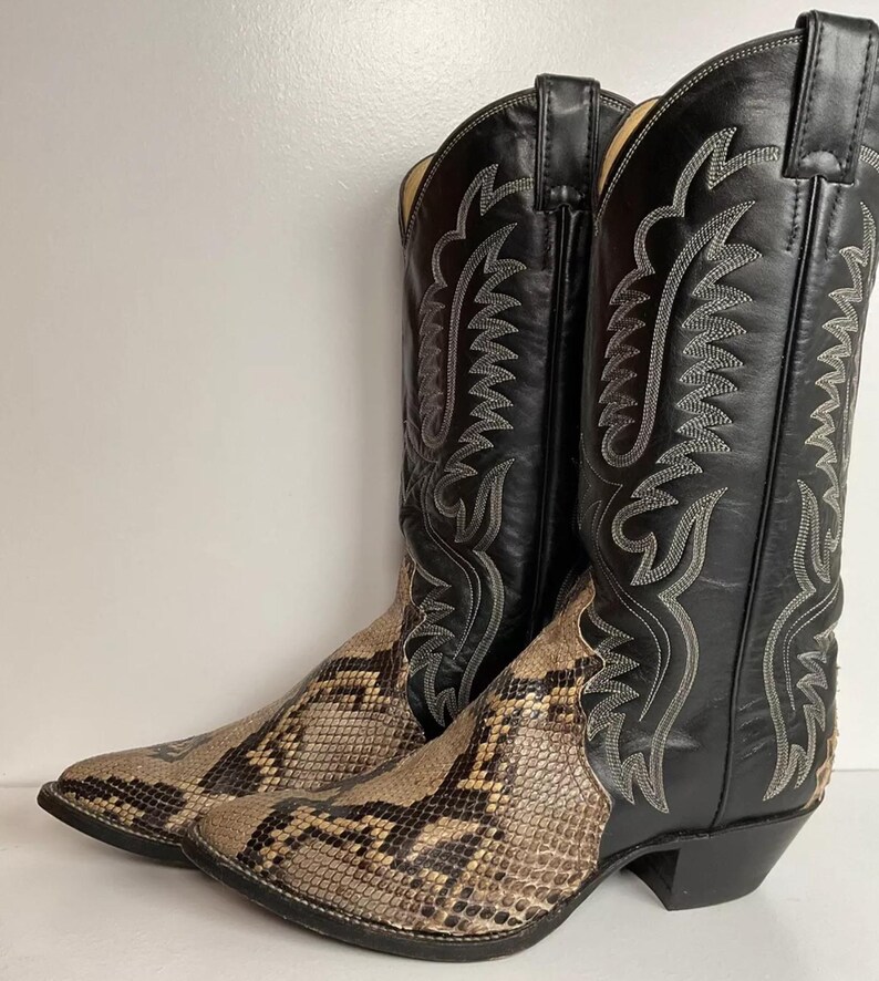 Vintage Justin Front Cut Python Snakeskin Cowboy Boots 8.5 D USA Made ...