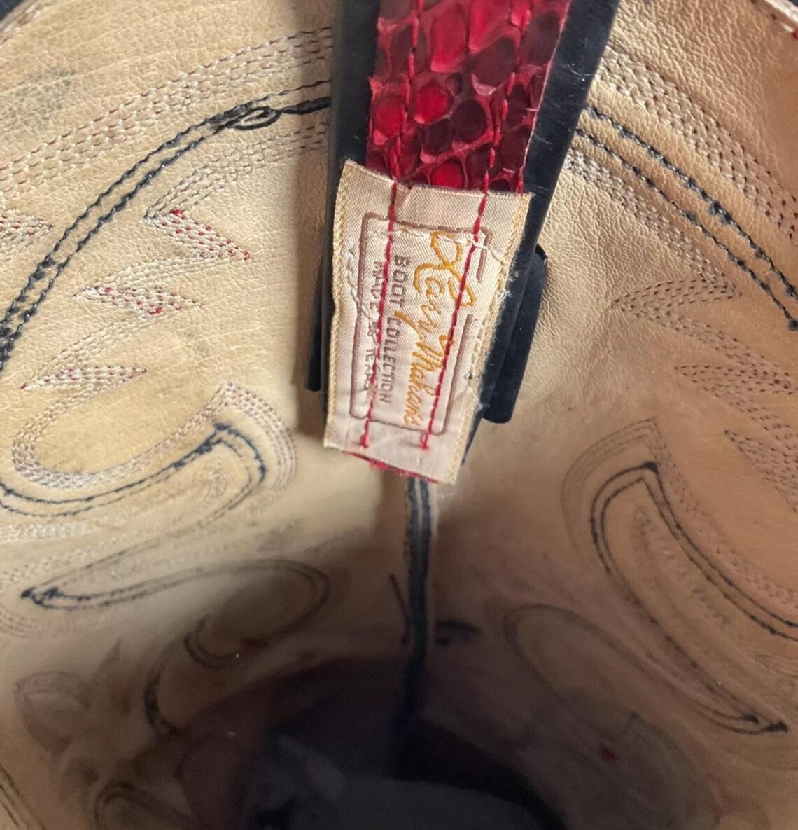 Vintage Larry Mahan Cherry Red Python Snakeskin Cowboy Boots 9.5 D Back ...