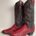 Vintage Larry Mahan Cherry Red Python Snakeskin Cowboy Boots 9.5 D Back ...