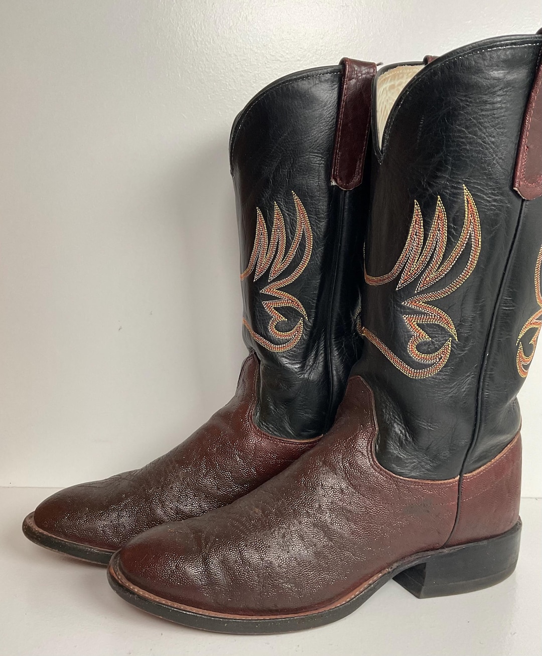 Vintage Olathe Exotic Elephant Cowboy Boots 9 D USA Made - Etsy
