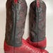 Vintage Larry Mahan Cherry Red Python Snakeskin Cowboy Boots 9.5 D Back ...