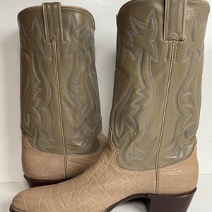 Vintage 1960s Justin Exotic Elephant Cowboy Boots 11 B Old White Label ...