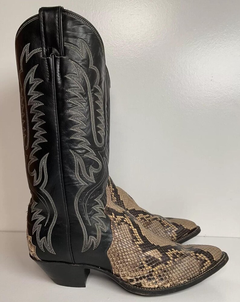 Vintage Justin Front Cut Python Snakeskin Cowboy Boots 8.5 D USA Made ...