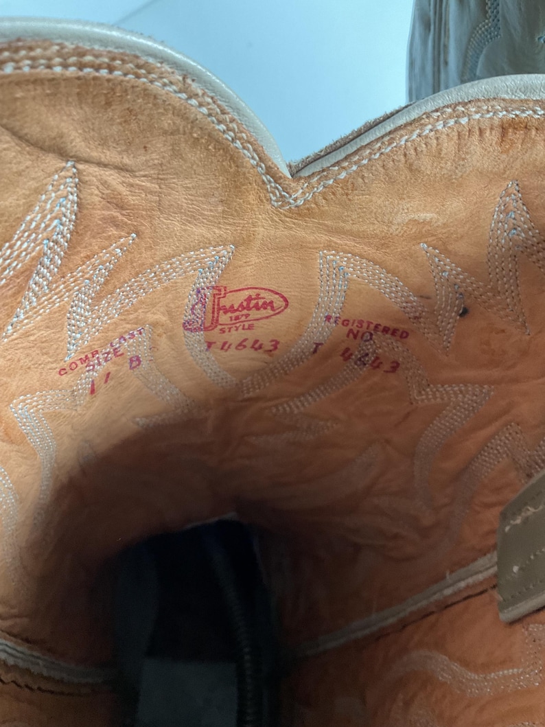 Vintage 1960s Justin Exotic Elephant Cowboy Boots 11 B Old White Label ...