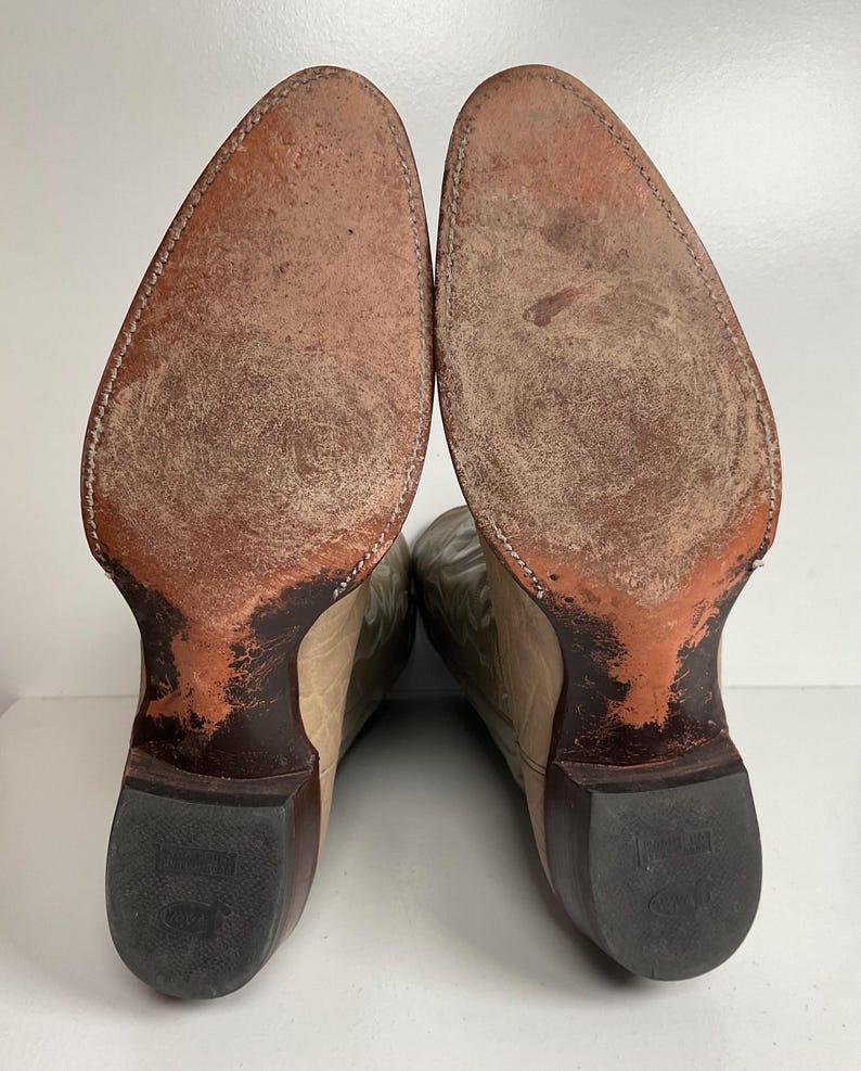 Vintage 1960s Justin Exotic Elephant Cowboy Boots 11 B Old White Label ...