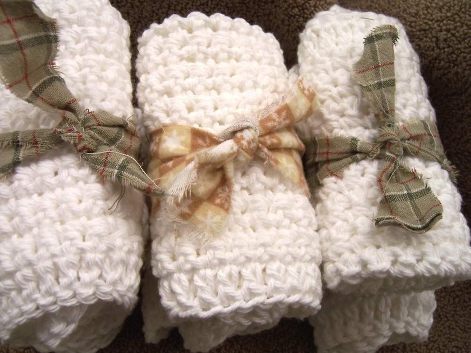 THREE Pure White Dish Cloths Wash Cloths in Cute Bundles - Etsy