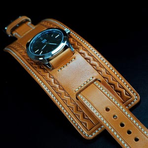 Leather Cuff Watch: Natural Vintage Hand Tooled and Handstitched Watch ...