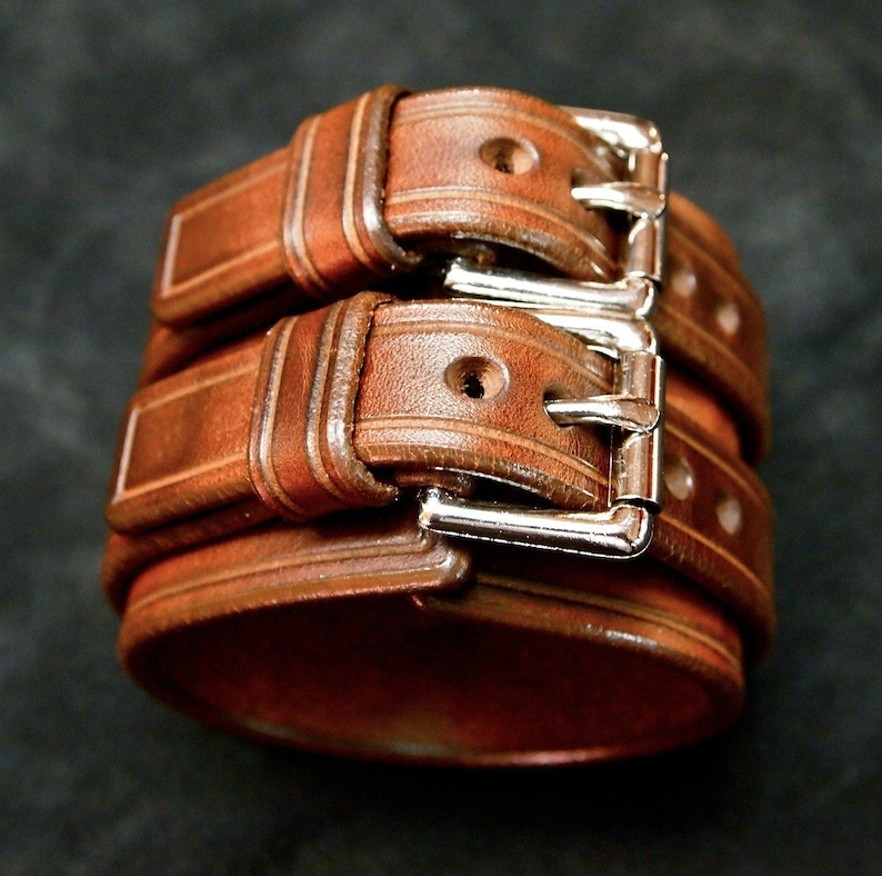 Brown Leather Cuff Bracelet : Luxurious Bridle Leather Double - Etsy