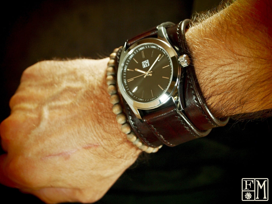 Rich Brown Leather Cuff Watch Tuscan Leather Vegetable - Etsy