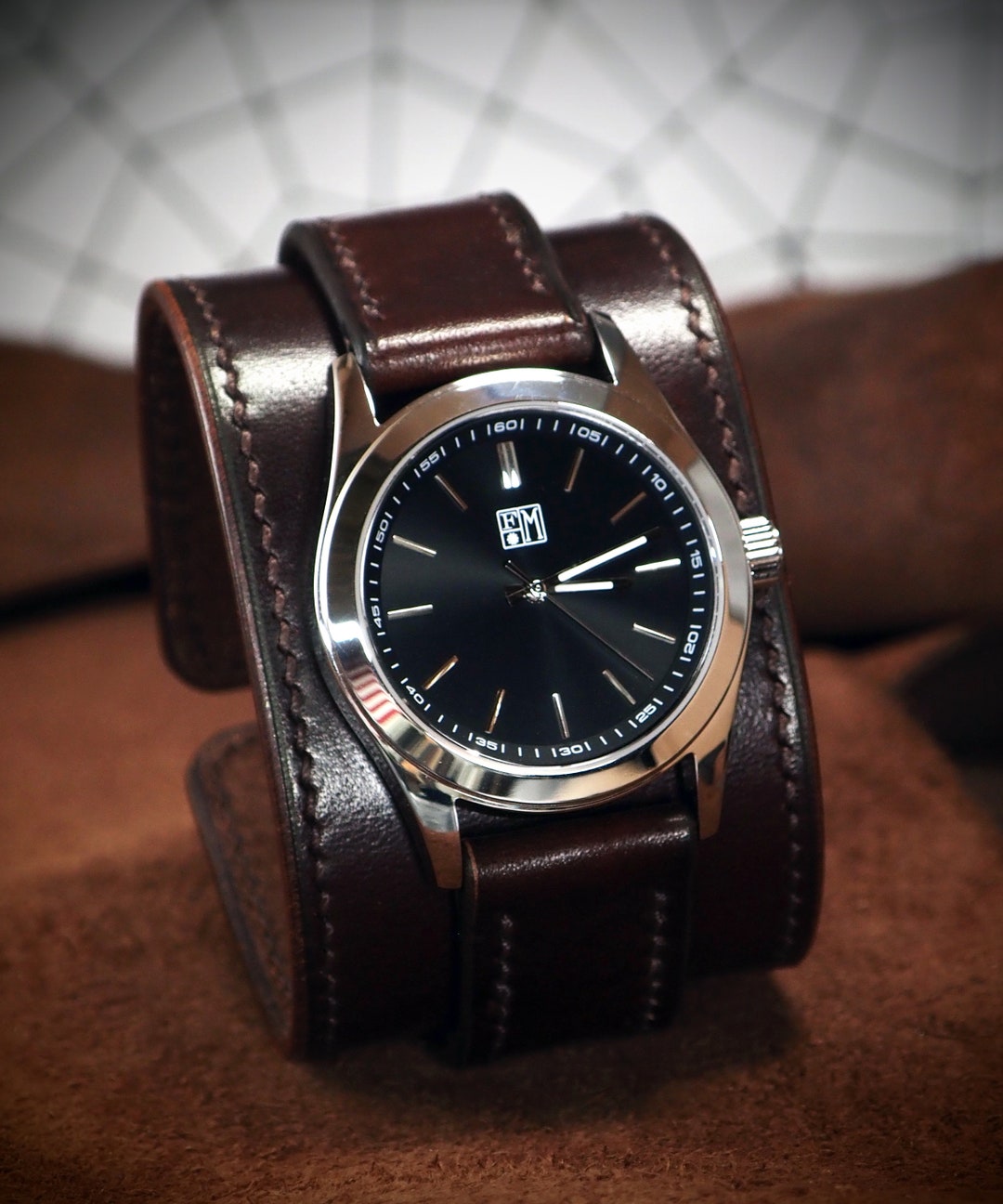 Rich Brown Leather Cuff Watch, Tuscan Leather, Vegetable Tanned ...