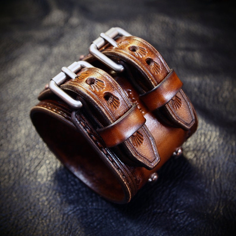 Brown Leather Cuff Bracelet : Classic Old West Vintage Style. - Etsy