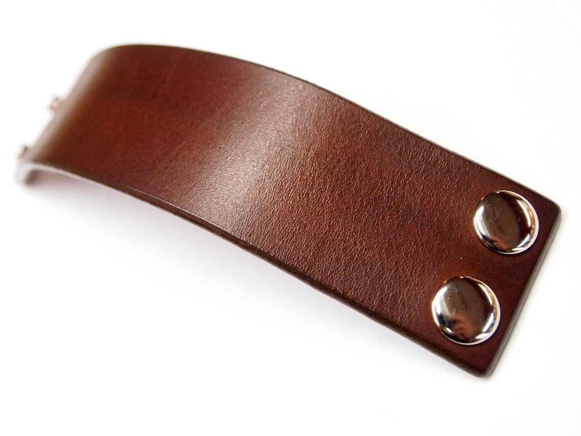Leather Cuff Bracelet : Brown Bridle Leather Wristband. Custom | Etsy