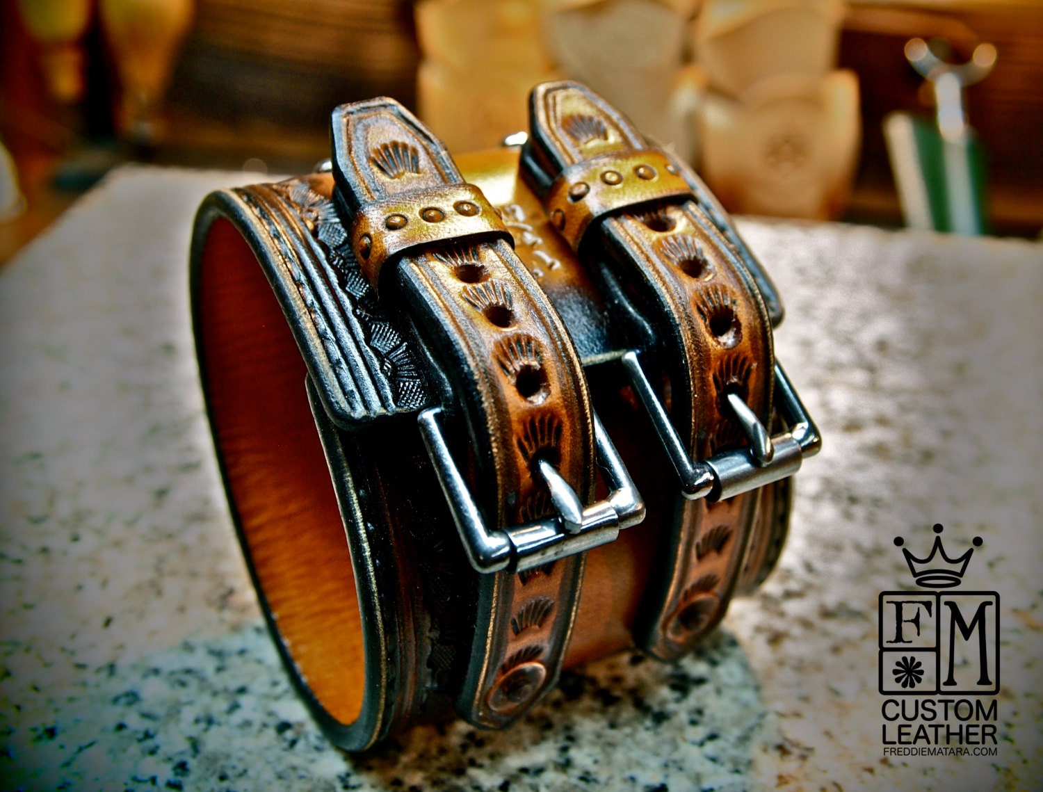 Leather cuff bracelet Classic Old West Brown Vintage style | Etsy