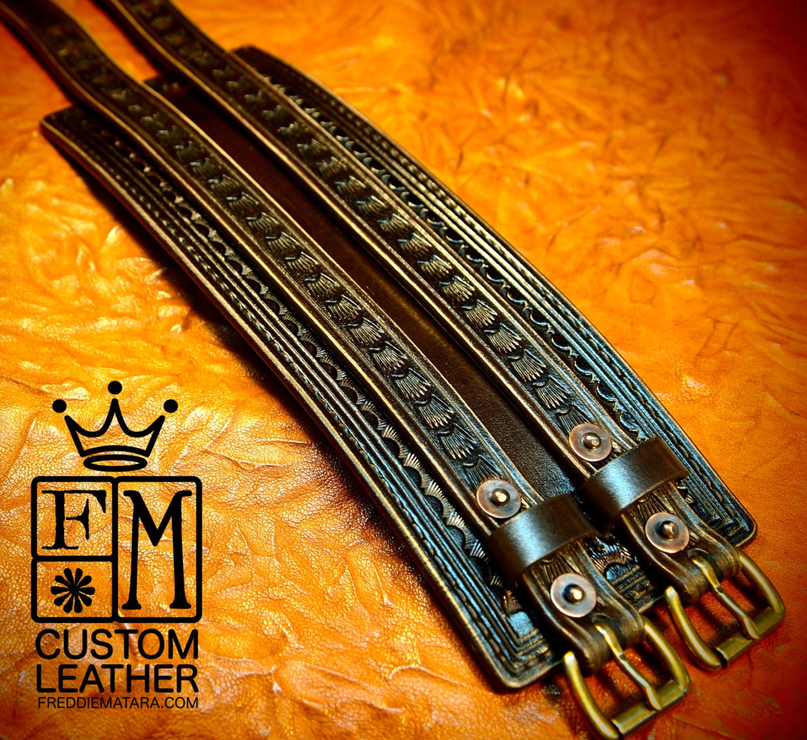 Brown Leather Wrist Cuff : Wide COWBOY ROCKSTAR Traditional American ...