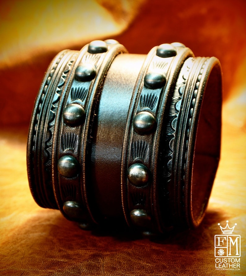 Brown Leather Wrist Cuff : Traditional American COWBOY Rockstar Style ...