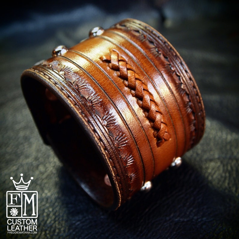 Brown Leather Cuff Bracelet : Classic Old West Vintage Style. - Etsy