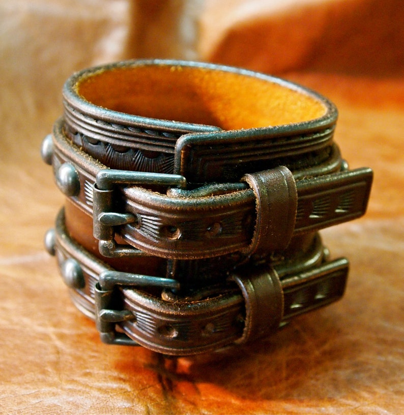 Brown Leather Wrist Cuff : Traditional American COWBOY Rockstar Style ...