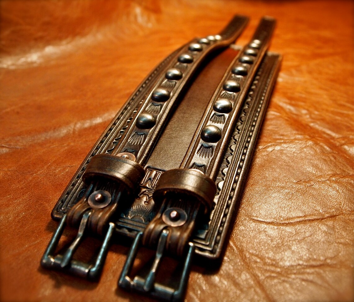 Brown Leather Wrist Cuff : Traditional American COWBOY Rockstar Style ...