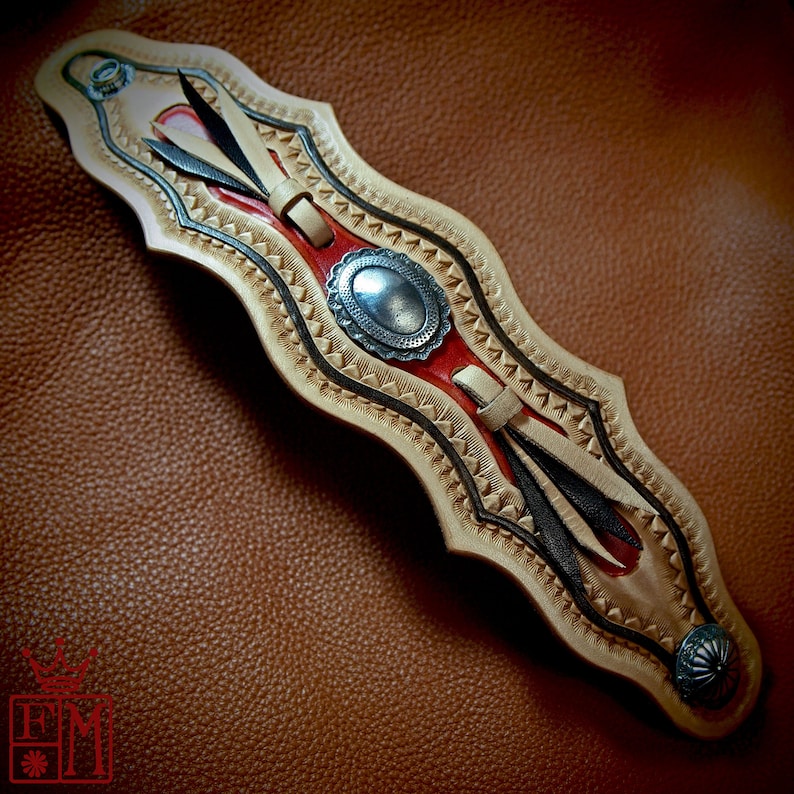 Leather cuff wristband : Native Western style bracelet hand | Etsy