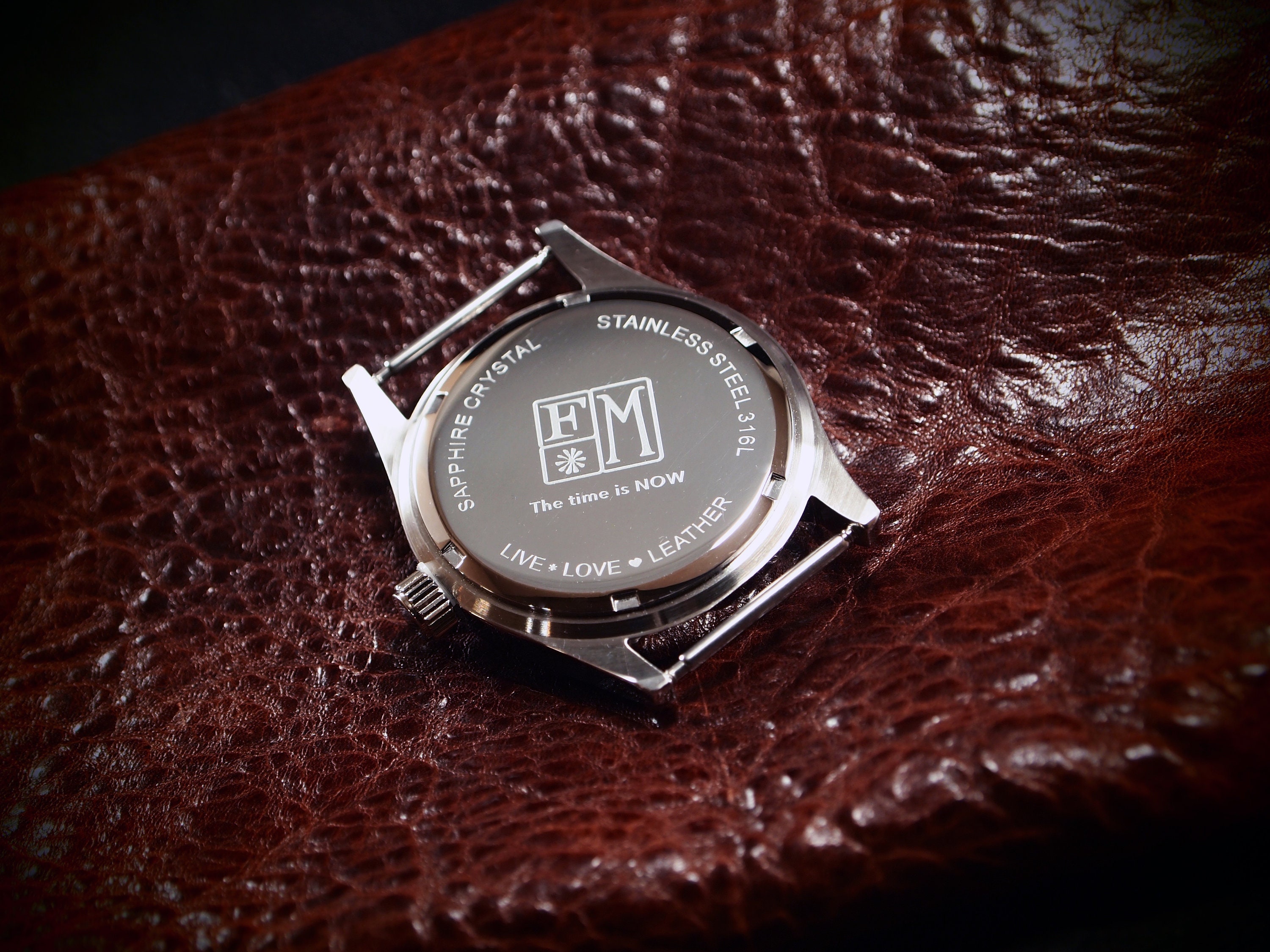 Rich Leather Cuff Watch, Tuscan Leather, Vegetable Tanned, Bright Face ...