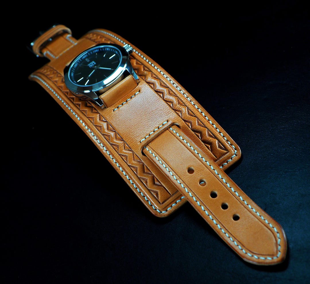 Leather Cuff Watch: Natural Vintage Hand Tooled and Handstitched Watch ...