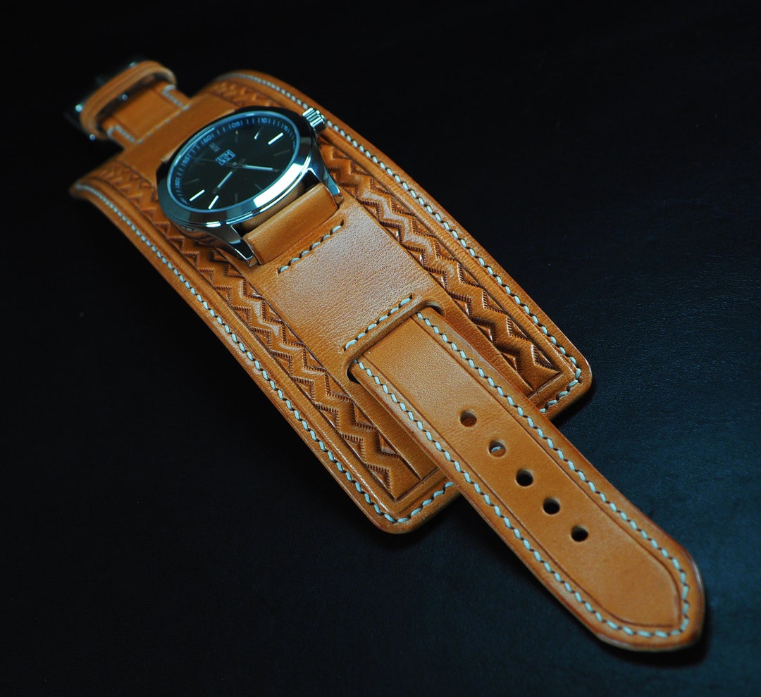 Leather Cuff Watch: Natural Vintage Hand Tooled and Handstitched Watch ...