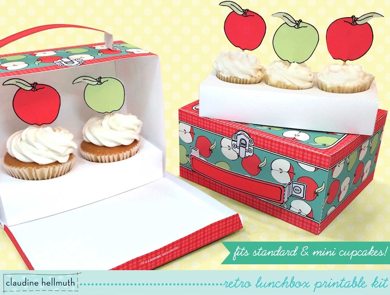 Retro Lunchbox - Cupcake Box, Teacher Appreciation, Back to School ...