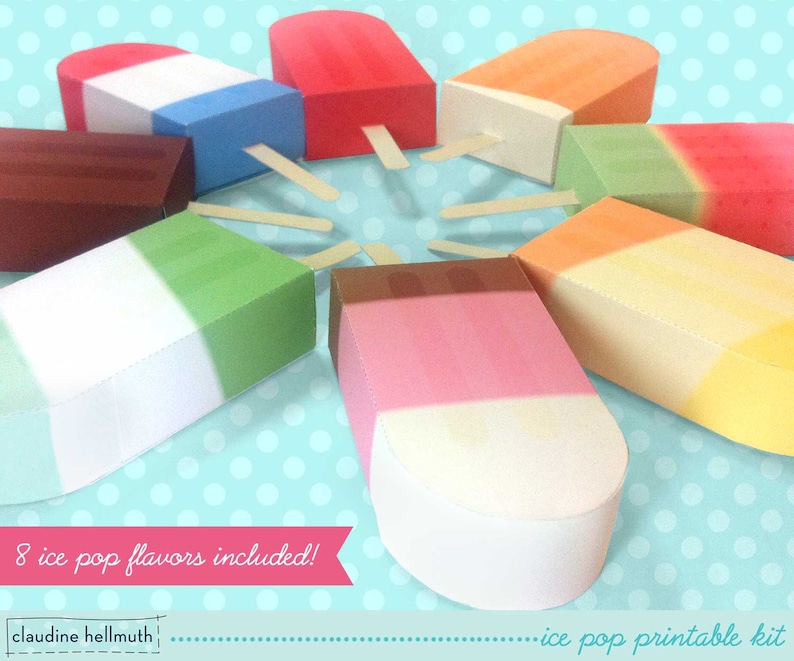 Ice Pop - Party Favor Boxes and Gift Card Holders Printable PDF Kit ...