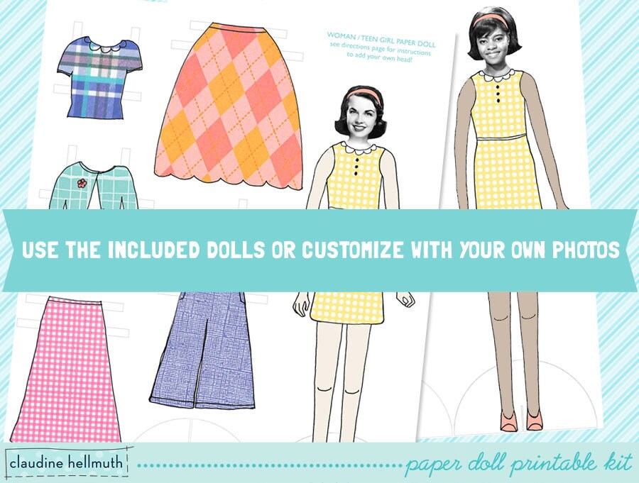 WOMAN paper doll set easy for you to customize with your own | Etsy