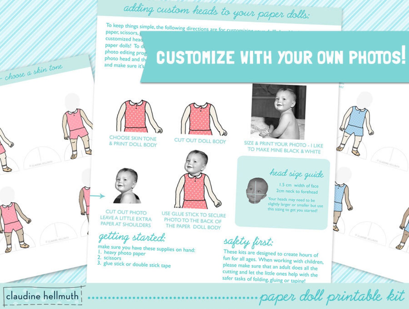 BABY Paper Doll Set Easy for You to Customize With Your Own - Etsy