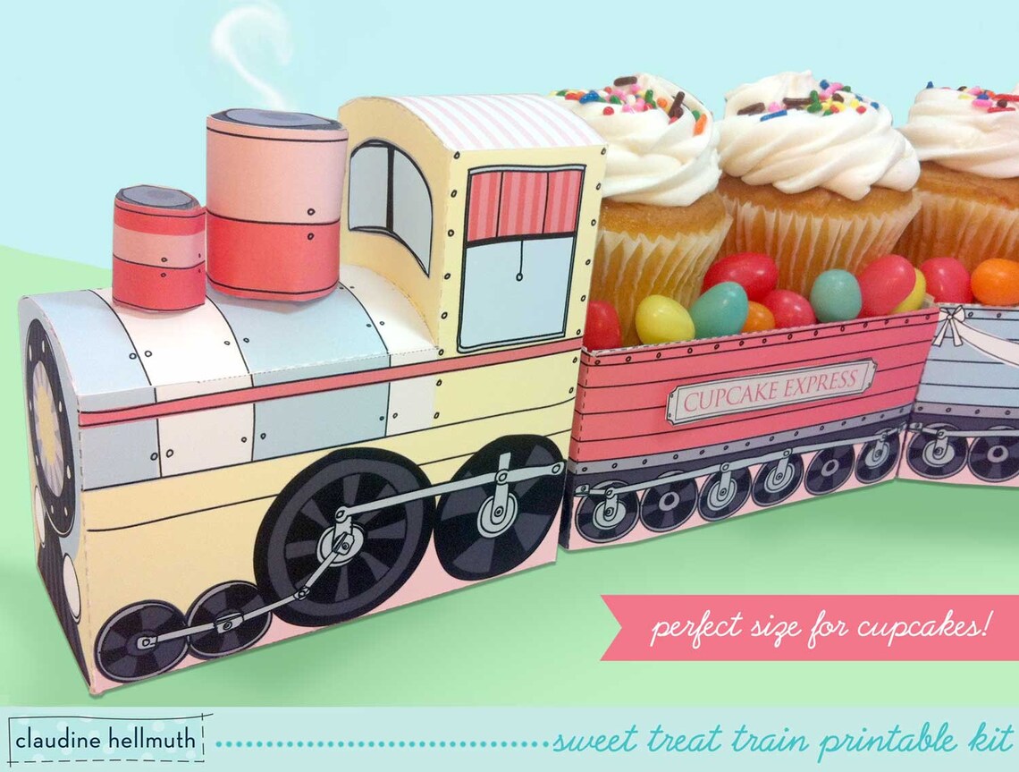 Sweet Treat Train Set - Party Centerpiece and Favor Box, Holds Cupcakes ...