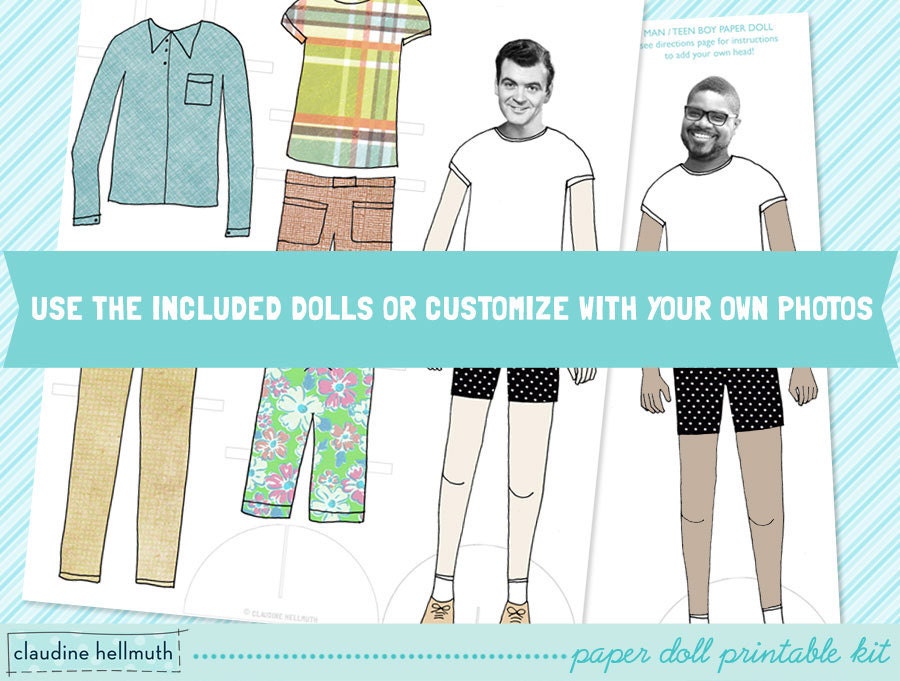 MAN Paper Doll Set - Easy for You to Customize With Your Own Photos ...