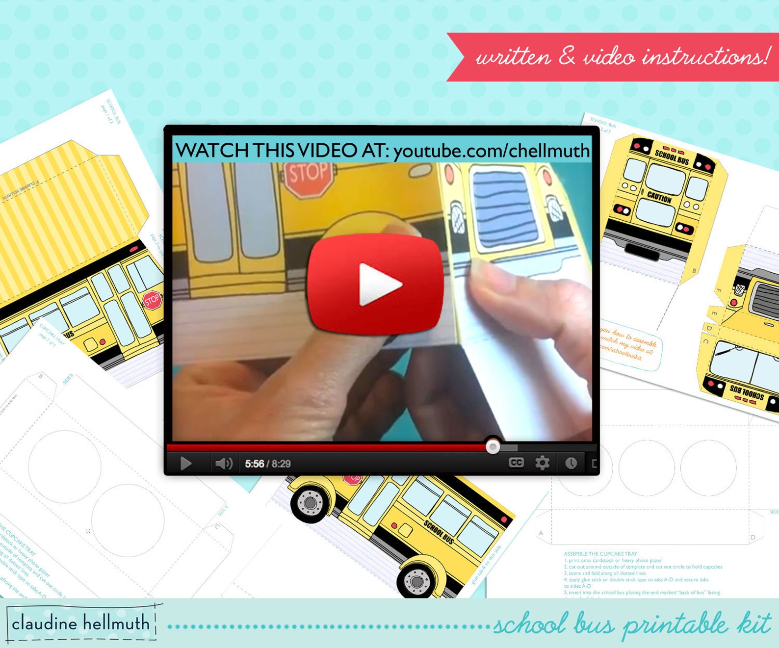 School Bus - Cupcake Box, Cookie, Teacher Appreciation Gift Box, Party ...