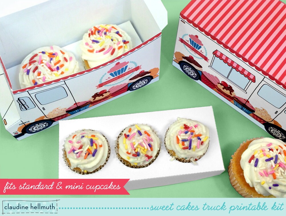 Sweet Cakes Truck Cupcake Box Holds Standard and Mini | Etsy