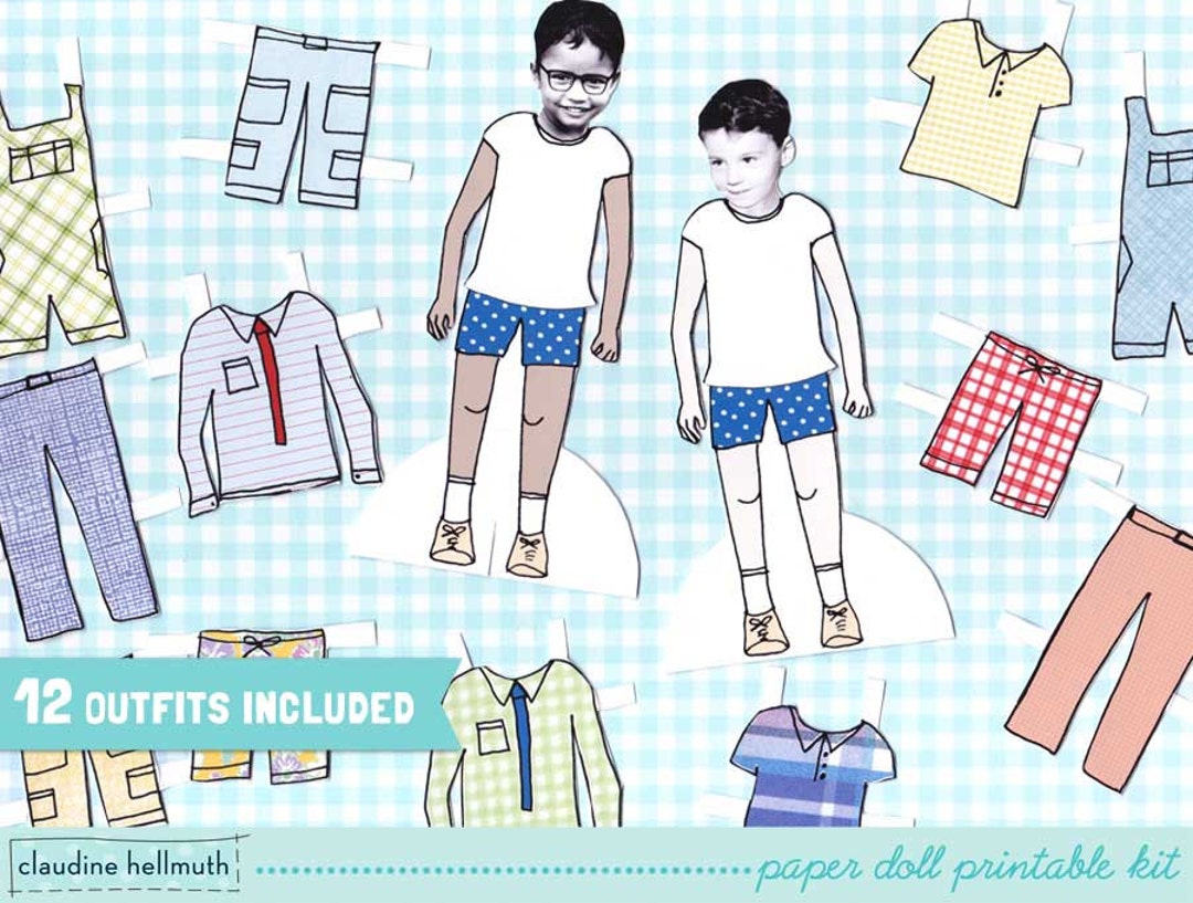 LITTLE BOY Paper Doll Set - Easy for You to Customize With Your Own ...