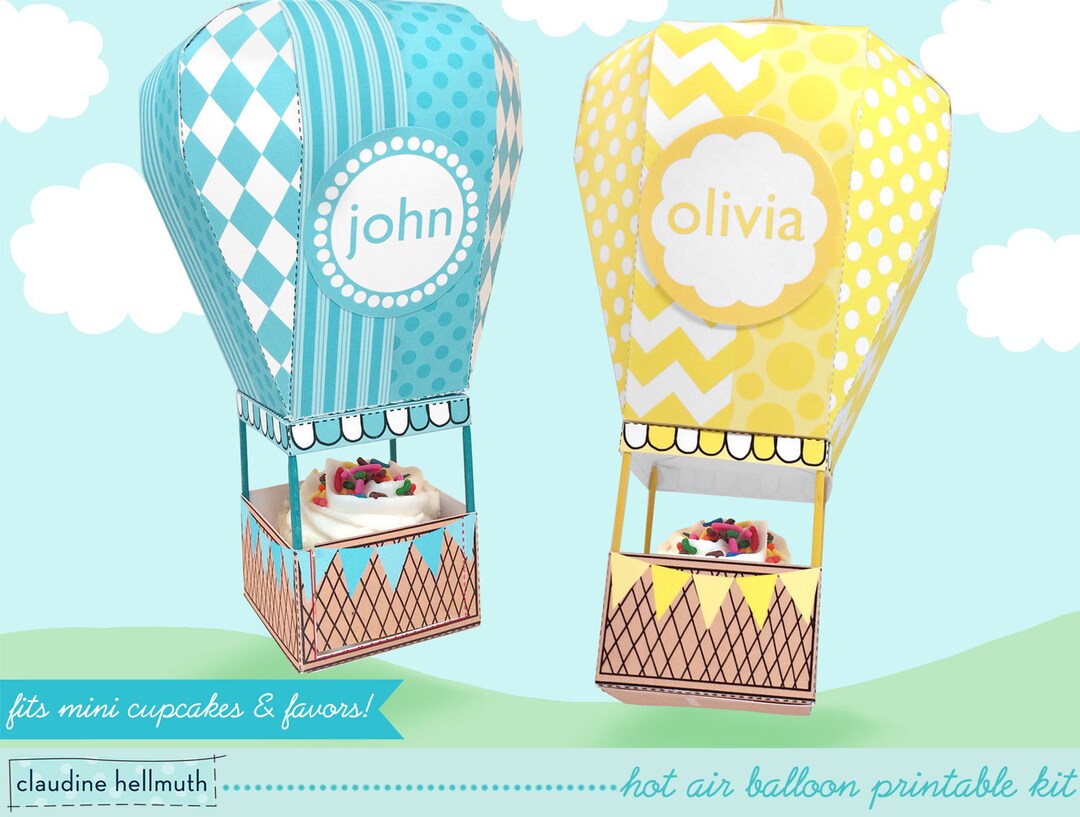 Hot Air Balloon - Mini Cupcake and Favor Box, Holds Candy & Treats ...